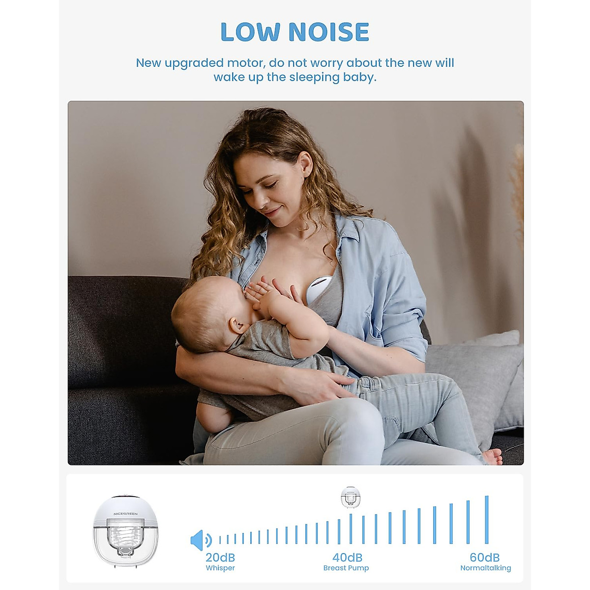 NICEGREEN LIFE Breast Pumps Hands-Free, Wearable Breast Pump for Breastfeeding, 3 Modes & 12 Levels with LED Display, Low Noise with Memory Function Electric Rechargeable Pump
