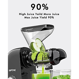 SiFENE Cold Press Juicer Machine, Compact Single Serve Slow Masticating Juicer, Vegetable and Fruit Juice Extractor Maker Squeezer, Easy to Clean, Non-BPA (Black)