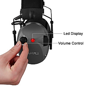 HUARUI Electronic Earmuff for Shooting Range Ear Protection for Shooting and Hunting Hearing Protection with Sound Amplification Electronic Shooting Earmuff(Gray)
