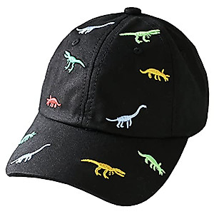 Baby-Boys Dinosaur Baseball-Caps Adjustable Trucker-Hat Sun-Baseball-Hat Fit 2-7 Years Kids-Toddler (20.5" Adjustable fit for 2-7T, Black)