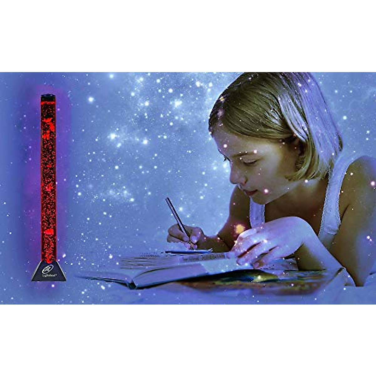 Lightahead Extra Large 4 FT LED Fantasy Bubble Fish Tube Fake Aquarium with Remote Control,10 Fish & 20 Color Light Effects. The Ultimate Sensory Lamp.