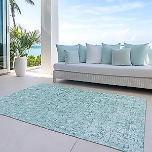 Addison Rugs Chantille ACN611 Teal 9' x 12' Indoor Outdoor Area Rug, Easy Clean, Machine Washable, Non Shedding, Bedroom, Living Room, Dining Room, Kitchen, Patio Rug