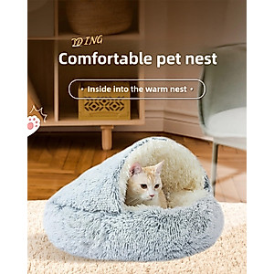 Lapcatz Nest Bed, Lapcatz Bed, Lap Catz Nest Bed, Semi Enclosed Pet Nest, Covered Warm Cat Bed, Cat Beds for Indoor Cats Cave and Calming Dog Beds, Removable Washable Non Slip Bottom (Gray, 23.6in)