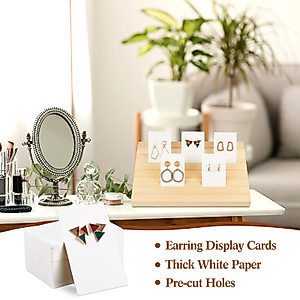 62 Pcs Wood Earring Display Stand 2 Set Earring Display for Selling Earring Display Holder with Earring Card for Selling(Wood Color)