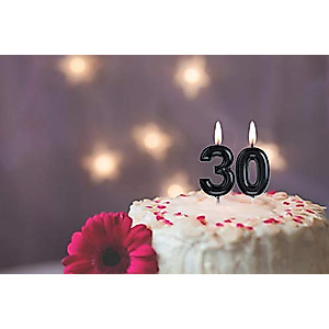 Bailym Black 30th Birthday Candles, Number 30 Cake Topper for Men Birthday Decorations Party Decoration
