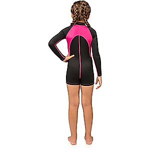 Cressi Kids Swimsuit Long Sleeve, Black/Pink, XL, X-Large