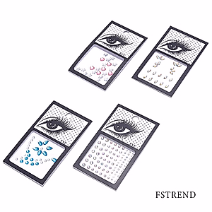 Fstrend Glitter Rhinestones Face Gems Mermaid Body Stickers Crystals Face Jewels Tattoo Sticker Clubwear Party Rave Festival Body Jewelry for Women and Girls(4 Pcs)