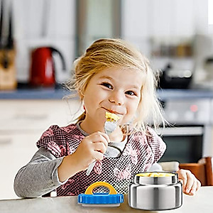 PIQUEBAR 8 Ounce Kids Thermo For Hot Food Vacuum Soup Thermo Insulted Food Jar, Lunch Container for School, Travel, Stainless Steel (8oz Blue)