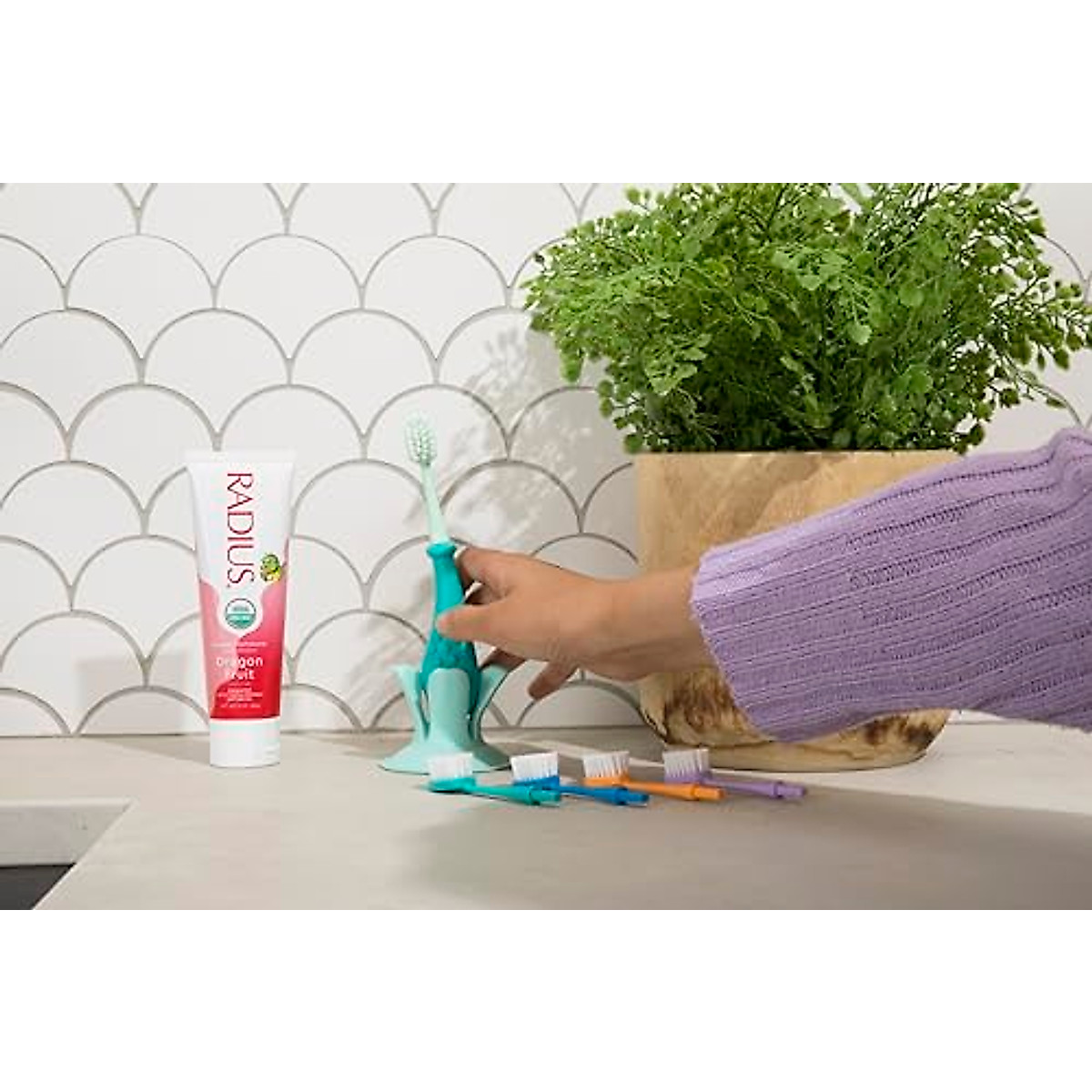 RADIUS USDA Organic Kids Toothpaste 3oz Non Toxic Chemical-Free Gluten-Free Designed to Improve Gum Health for Children's 6 Months and Up - Dragon Fruit - Pack of 1