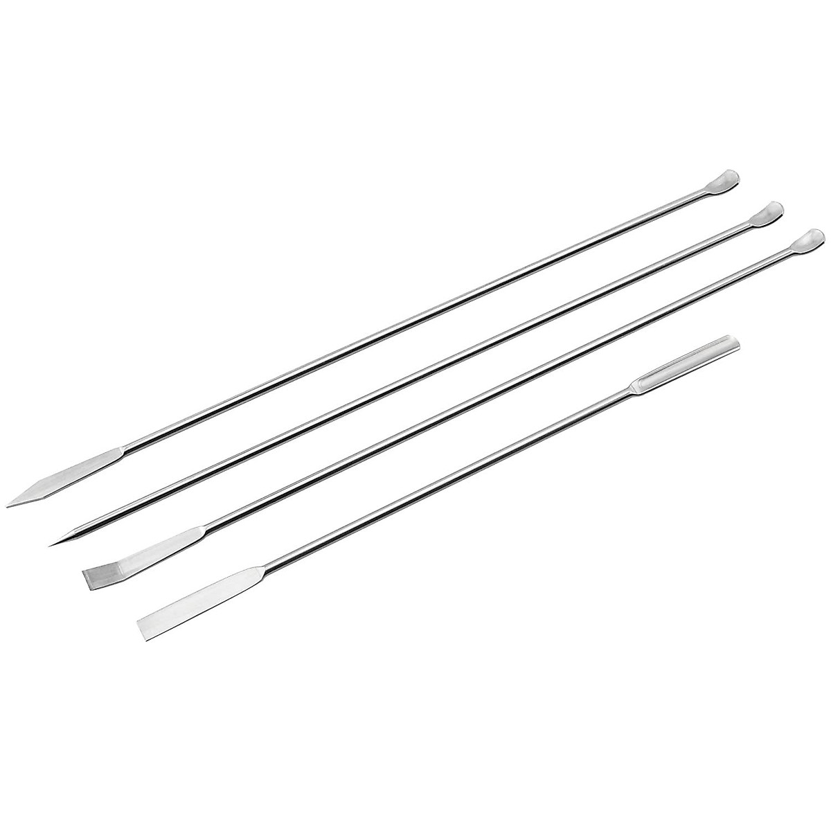 ZZHXSM 1Set of 3 Pcs Scientific Labwares Stainless Steel Double Ended Micro Lab Scoop Spoon Laboratory Equipment Half Rounded and Flat End Spatula Sampler