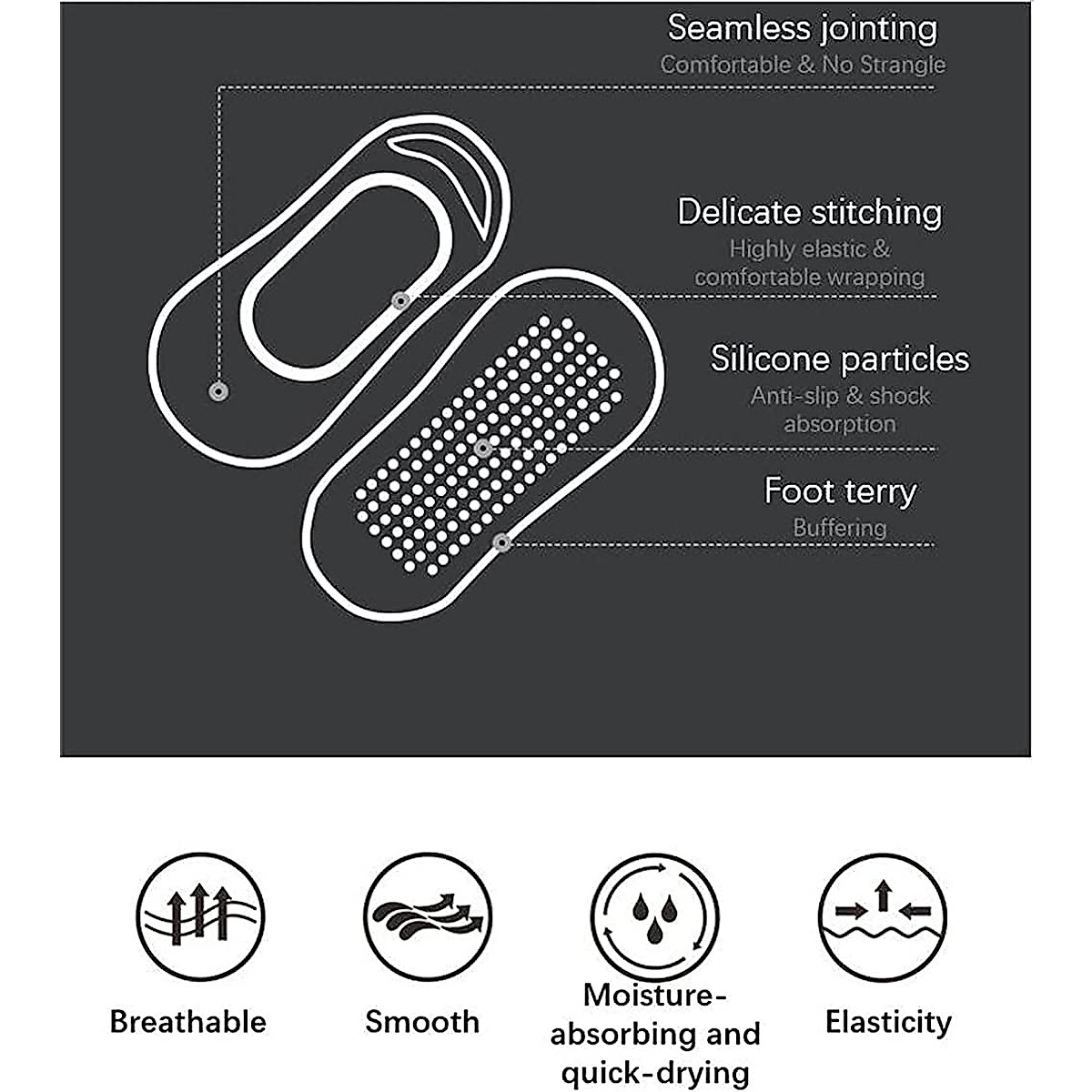 KEAIDO 5 Pairs Women Yoga Socks Non Slip Sticky Grip Accessories for Pilates, Yoga, Barre, Dance Ballet, Barefoot Workout Sports Fitness US Size 4-8.5