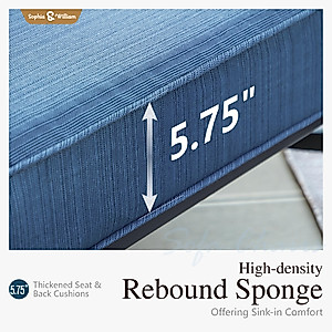 Sophia & William Patio Furniture Sets for 9 with 45" Gas Fire Pit Table Outdoor Conversation Sets, 2xSofa Chairs, 2xSwivel Cushion Chairs, 1x3-Seat Sofa, 2xOttomans for Porch Poolside Peacock Blue