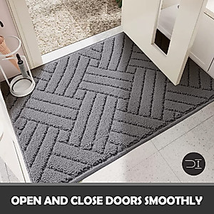 JEEDOVIA Door Mat Indoor Doormat, Entryway Rug Door Mats Non-Slip Rubber Backing, Low-Profile Entrance Rugs, Absorbent Resist Dirt Doormats Machine Washable Inside Floor Door mat,Grey 20"x31.5"