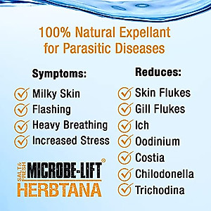 MICROBE-LIFT HERB16 Herbtana Immune Booster and Natural Parasite Remover for Freshwater and Saltwater Home Aquariums and Fish Tanks, 16 Ounces
