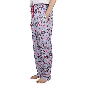 Kuromi Women's Punk Rabbit Allover Print Design Adult Lounge Pajama Pants for Men and Women, Small Grey
