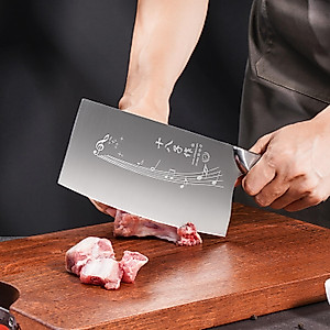 SHI BA ZI ZUO 7 Inch Chinese Kitchen Knife Vegetable Knife Professional Chef Knife with Stainless Steel Full Tang Cast Steel Handle