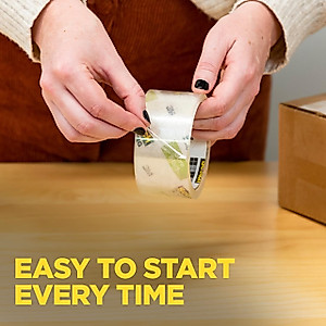 Scotch Sure Start Packaging Tape, 1.88" x 54.6 yd, Designed for Packing, Shipping and Mailing, Quiet Unwind, No Splitting or Tearing, 3" Core, Clear, 1 Roll (345)