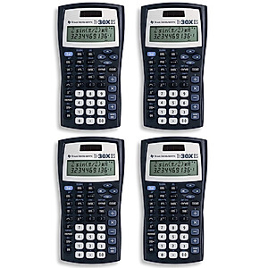 Texas Instruments TI-30X IIS 2-Line Scientific Calculator, Black with Blue Accents (4, Black)