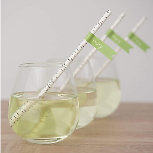 Birch Bark Love Print Paper Drinking Straw (Pack of 25)