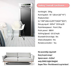 RHYTHM FUN Treadmill Under Desk Treadmill Folding Portable Walking Treadmill with Wide Tread Belt Super Slim Mini Quiet Slow Running Treadmill with Smart Remote and Workout App for Home and Office