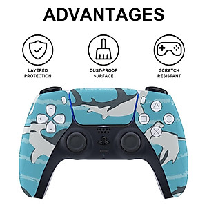 Hammerhead Shark Pattern Full Protective Skin Cover Design Wrap Decal Sticker Compatible with PS5 Digital Edition Console and Controller