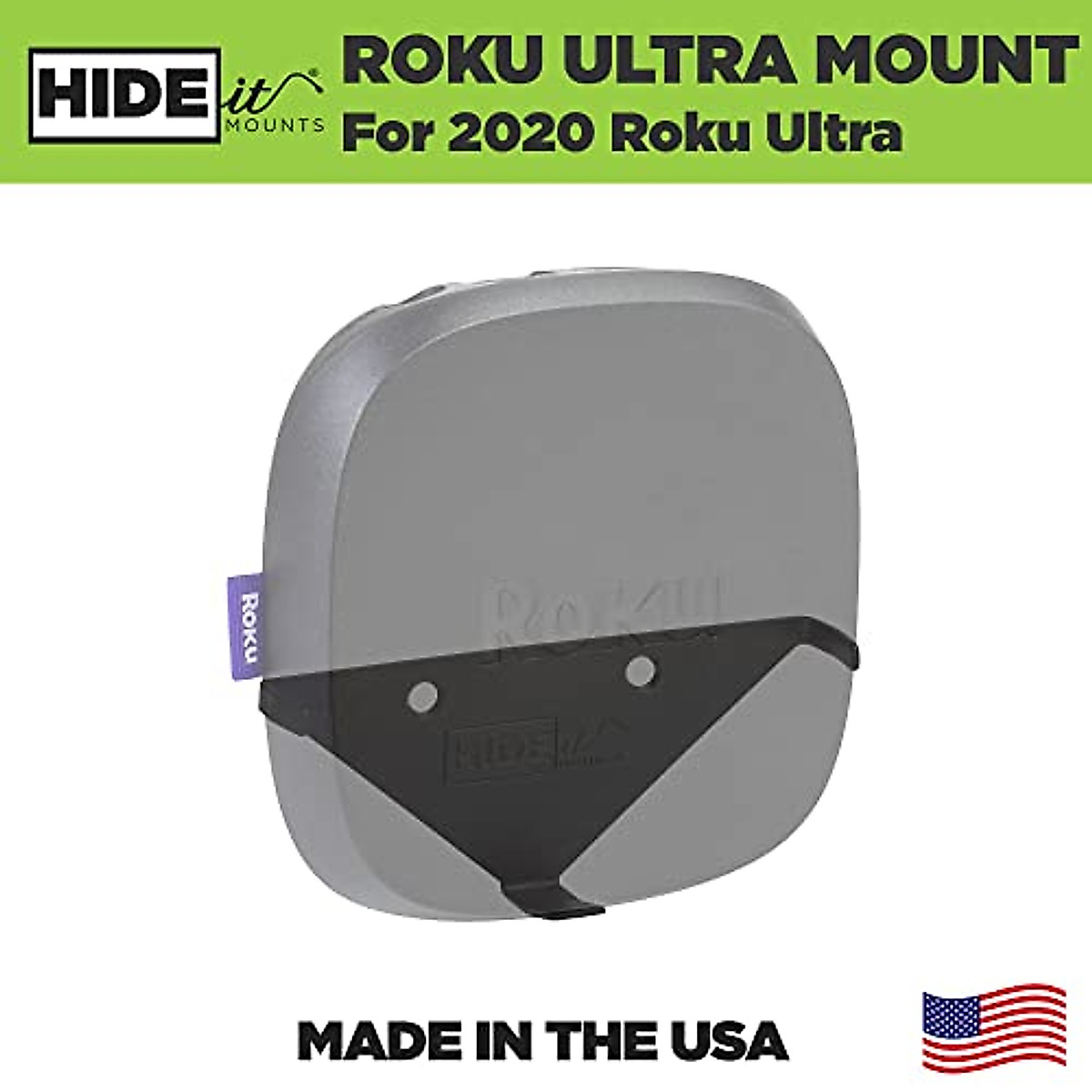 HIDEit Mounts R6 Mount for Roku Ultra (Released After September 2020) - Made in USA Mount Works with Roku Ultra - Compatible with Roku Ultra 2020, Roku Ultra 2021, and Roku Ultra 2022