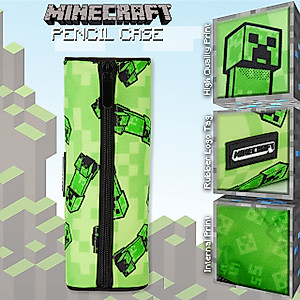Minecraft Boy's Gamer School Pencil Case Round 22 cm Video Games Design Green