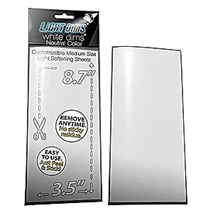 LightDims White Dims Self Adhesive Dimming/Softening Sheets for Harsh LED Lights Medium Size (2 Sheets) Neutral Color & a Free Mystery Gift Sheet (3 Sheets Total). Packaging May Vary