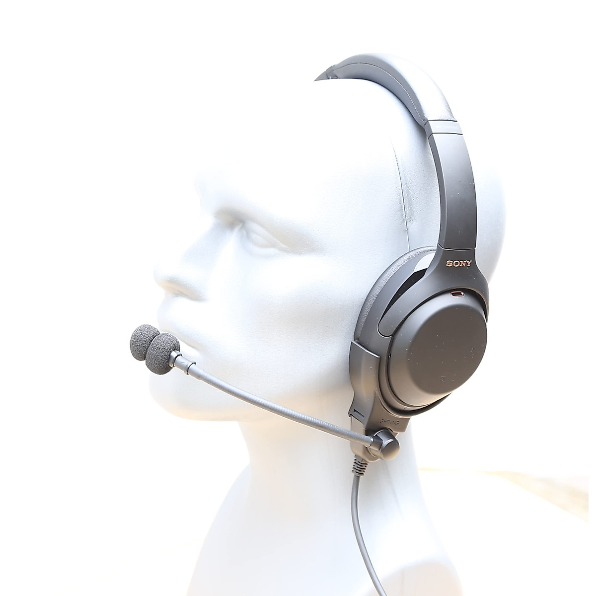 Crystal Mic Pro Lightning with TSOd Intricon Microphone. Compatible for Sony WH-1000XM3/4 ANR Headphones. Transforms Your Headphone into an ANR Aviation Headset