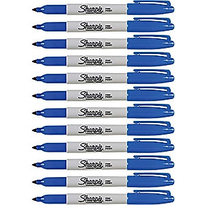 Sharpie 30003 Permanent Markers, 2 Packs of 12 Markers Each for a Total of 24 Markers, Blue; Alcohol-based Ink is Quick-drying and Nontoxic; Durable Ink is Fade-resistant and Water-resistant