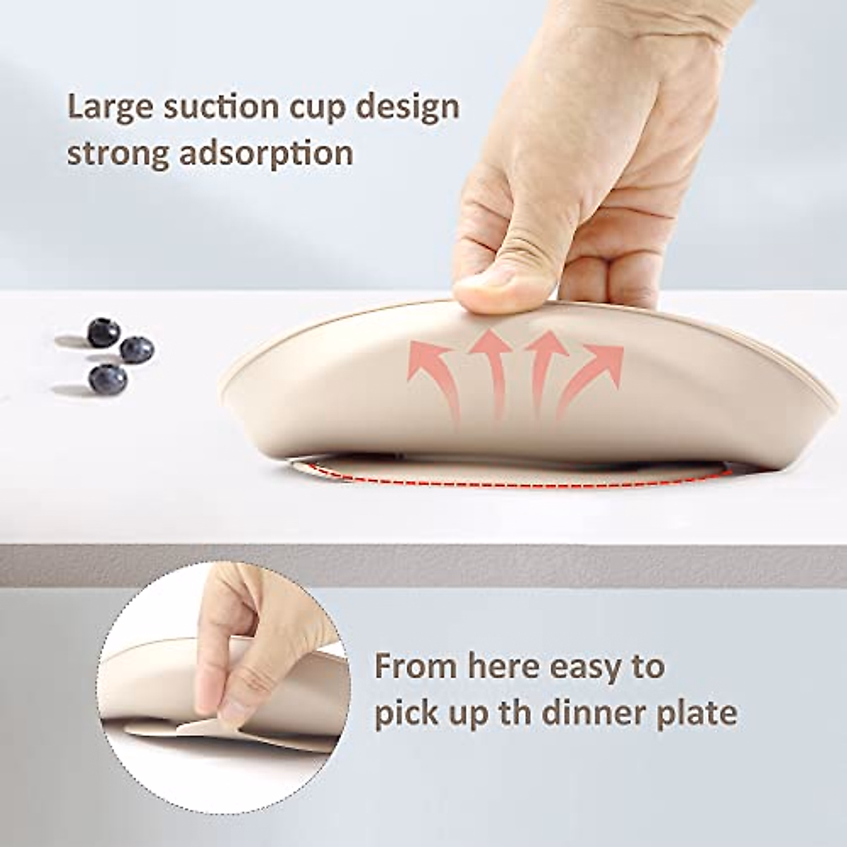 Santi & Me Baby Feeding Set Divided Plate with Suction, Adjustable Silicone Bib, Toddler Training Sippy Cup with Straw, Baby Led Weaning Spoon, Rainbow Plate Dishes and Utensils Set(Beige)