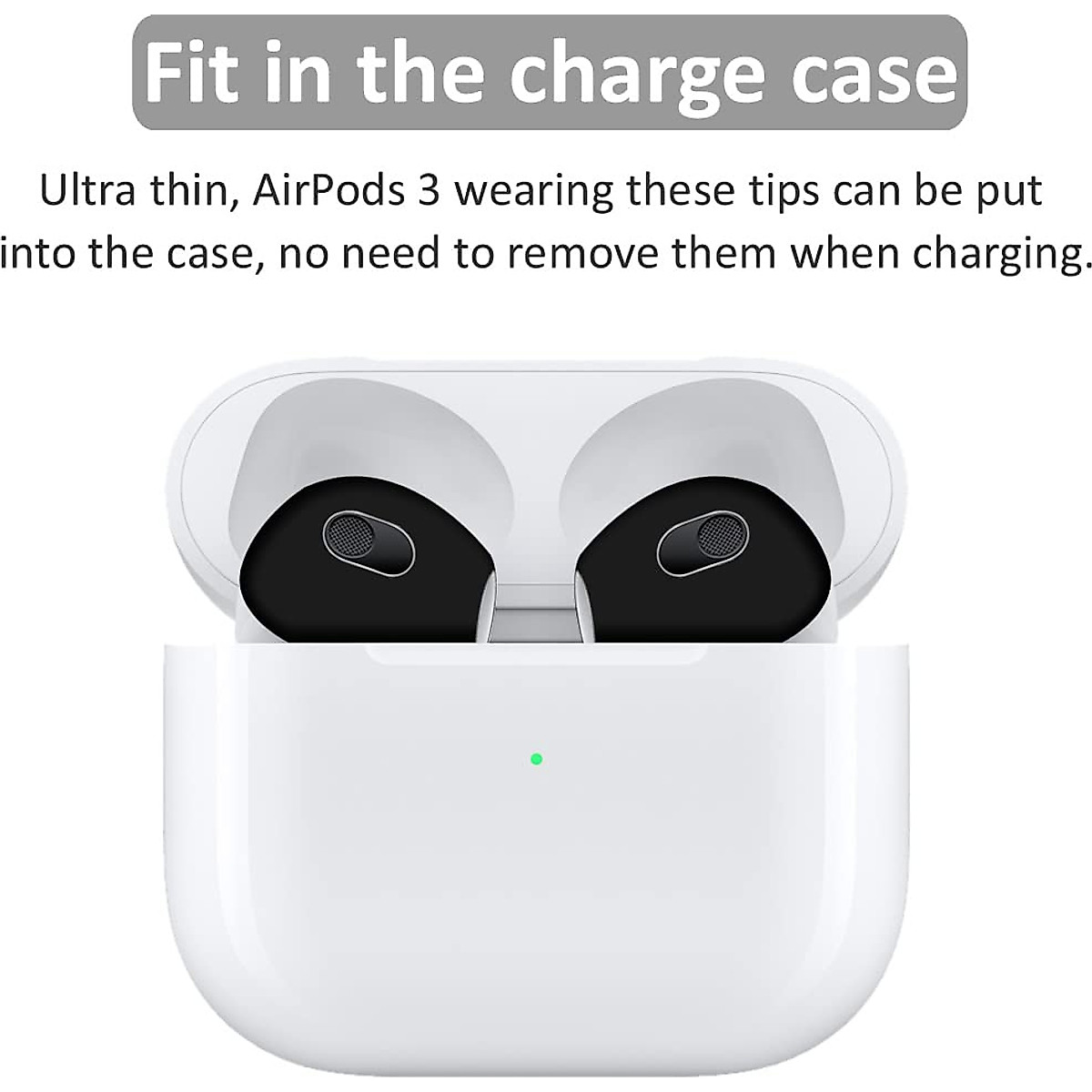 A-Focus 5 Pairs [ Fit in Case ] Compatible with AirPods 3rd Ear Tips Replacement Ultra Thin Grip Tips Anti Slip/Scratch Eartips Earbuds Cover Skin Accessories for New AirPod 3, 3 White 2 Black