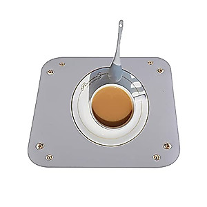 YunQin Leather Jewelry Tray Watch Coin Change Key Phone Catchall Valet Tray for Storage Nightstand Organizer Leather USB-Mouse pad, Easy to Clean Coffee Cup pad (Black)