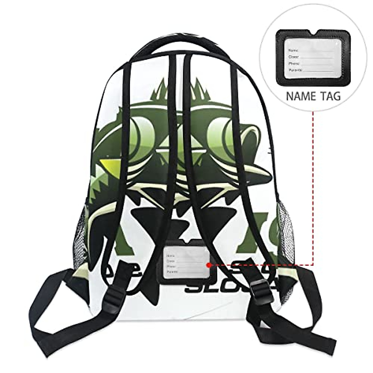 Largemouth Bass Fishing Backpack for Boys Men Travel Laptop Backpack Daypack Bag 16 Inch