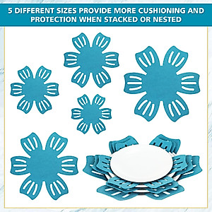 Nuogo 30 Pieces Pot and Pan Protectors, 5 Different Size, Max 16" D, Pan Protector Pads Pot Separators for Stacking, Anti Slip Non Woven Pan Dividers, Avoid Scratching or Marring When Stacking, Teal