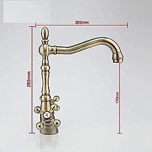 Kitchen Taps Faucet Kitchen Faucet Antique​​Brass Bathroom Sink Faucet Outlet Double Handle 360 Degree Rotating Bathtub Basin Faucet,Kitchen faucets