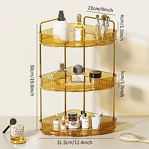 Shario Corner Bathroom Counter Organizer, 3 Tier Bathroom Perfume Organizer Countertop, Makeup Organizer Storage for Vanity, Skin Care, Beauty, Cosmetics. (Gem Green, 3 Tiers)