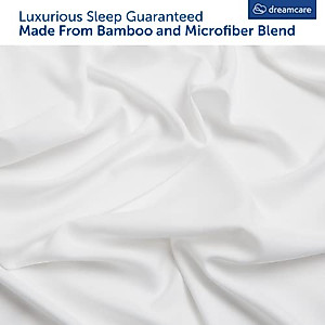 Bamboo Sheets King Size - Viscose from Bamboo & Microfiber Blend - Cooling Sheets - 6 Pc - King Size Sheets Set - King Sheets - Hotel Luxury Silky Soft & Long Lasting Cooling Bed Sheets, White