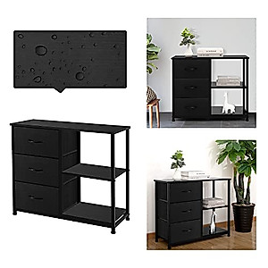AZL1 Life Concept Rustic Brown Fabric Dresser, 4 Drawer Organizer Unit with 2 Shelves, Storage Chest for Bedroom, Entryway, Hallway, Living Room, Office, Black