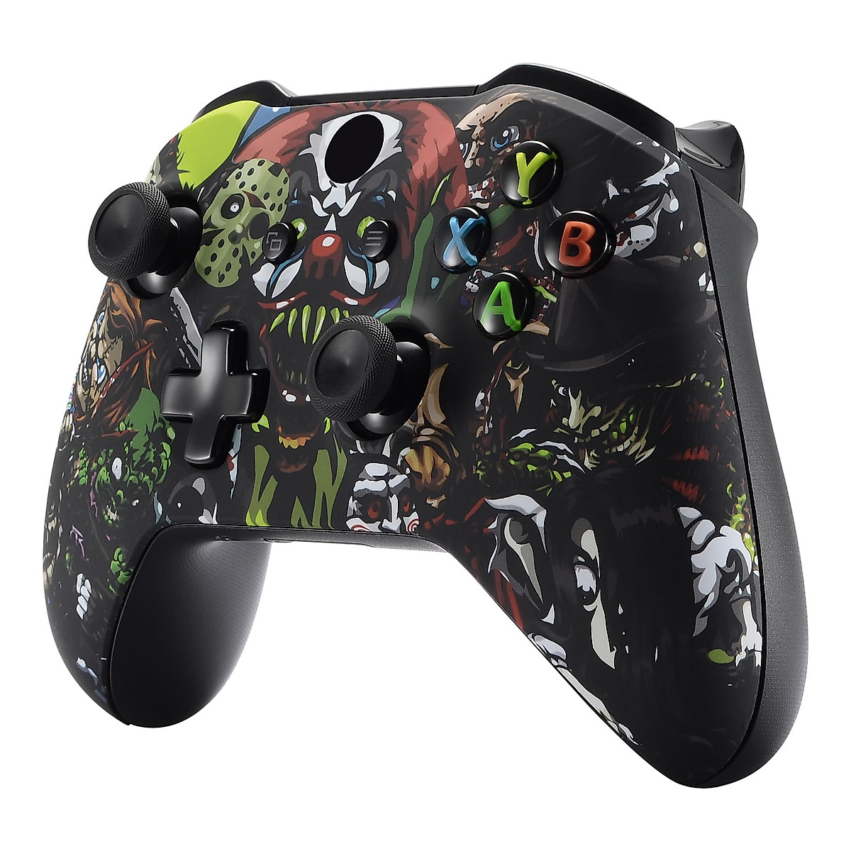eXtremeRate Soft Touch Scary Party Patterned Faceplate Cover, Front Housing Shell Case Replacement Kit for Xbox One X S Controller - Controller Not Included