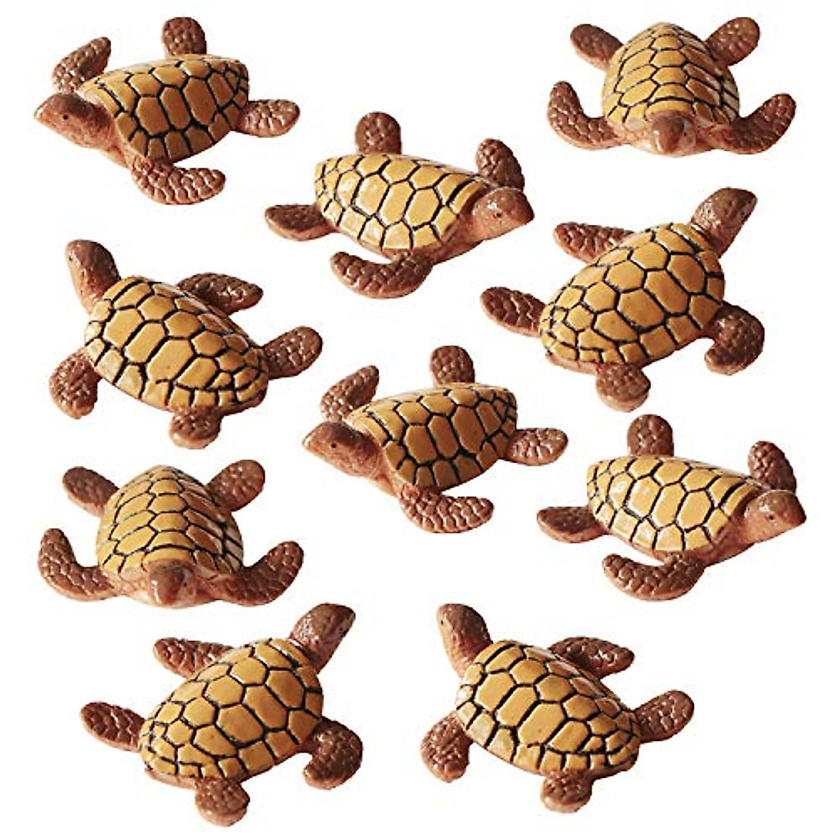 10 Pack Sea Turtle Miniature Turtle Statue Resin Figurines Fairy Garden Accessories Cake Toppers Decorations DIY for Succulent Planter Moss Landscape Terrarium Home Outdoor Décor (10, Sea Turtle)