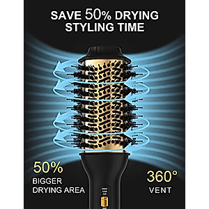 LANDOT Hair Blow Dryer Brush and Volumizer, One-Step Hot Air Brush for Drying, Straightening, Volumizing