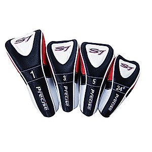 Precise S7 Tall Men’s (6'1" to 6'4") Right Handed Complete Golf Club Set, Include 460cc Driver, 3 Wood, 5 Wood, 24* Hybrid, 5-9 PW Irons, Sand Wedge, Putter, Deluxe Stand Bag & 4 Headcovers, Black/Red