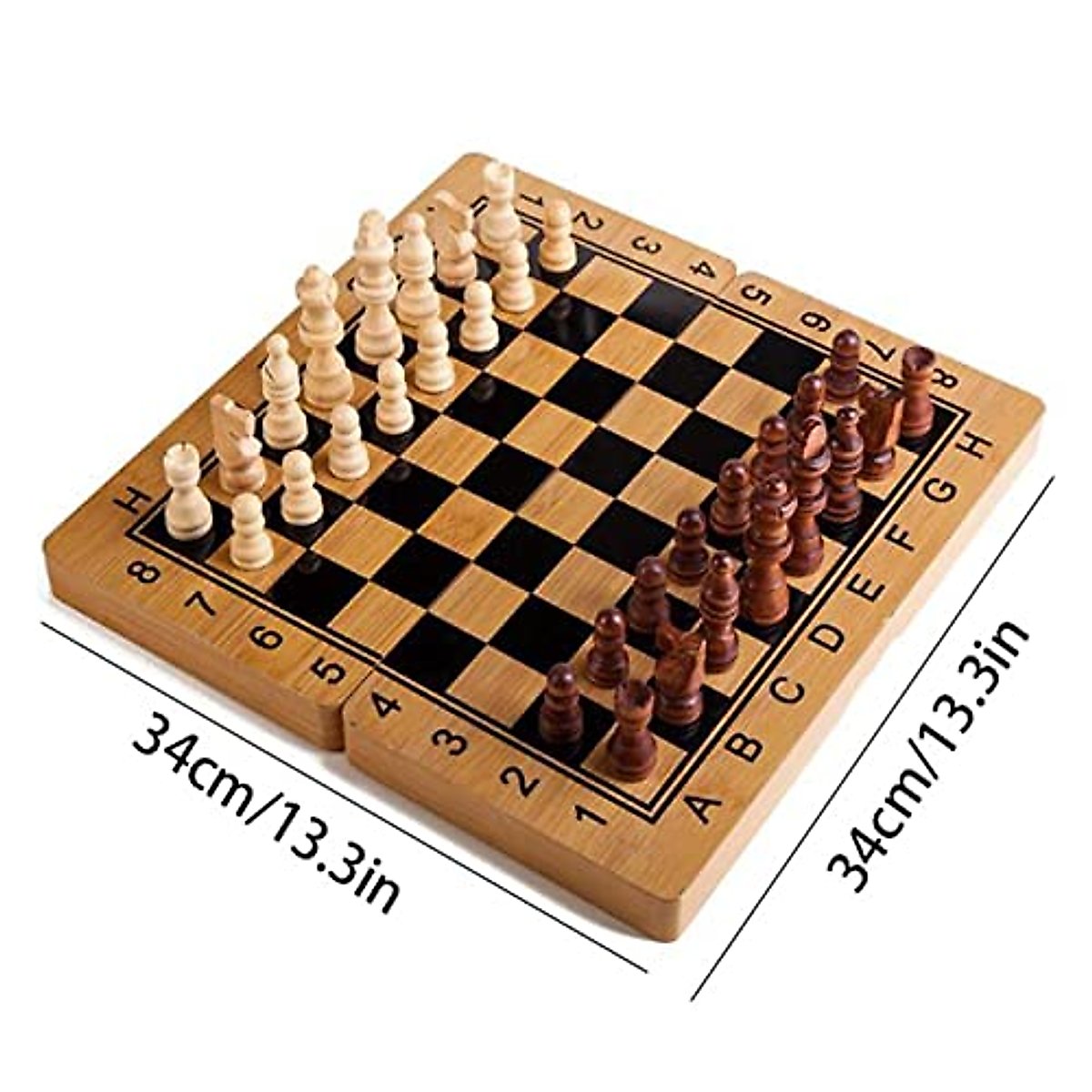 VONGAZ Chess Board Game Chess Set 13.3 Inch Wooden Chess and Checkers Set，Wooden Travel Chess Game Set Portable Chess Game Chess Game Set Chess Board Set
