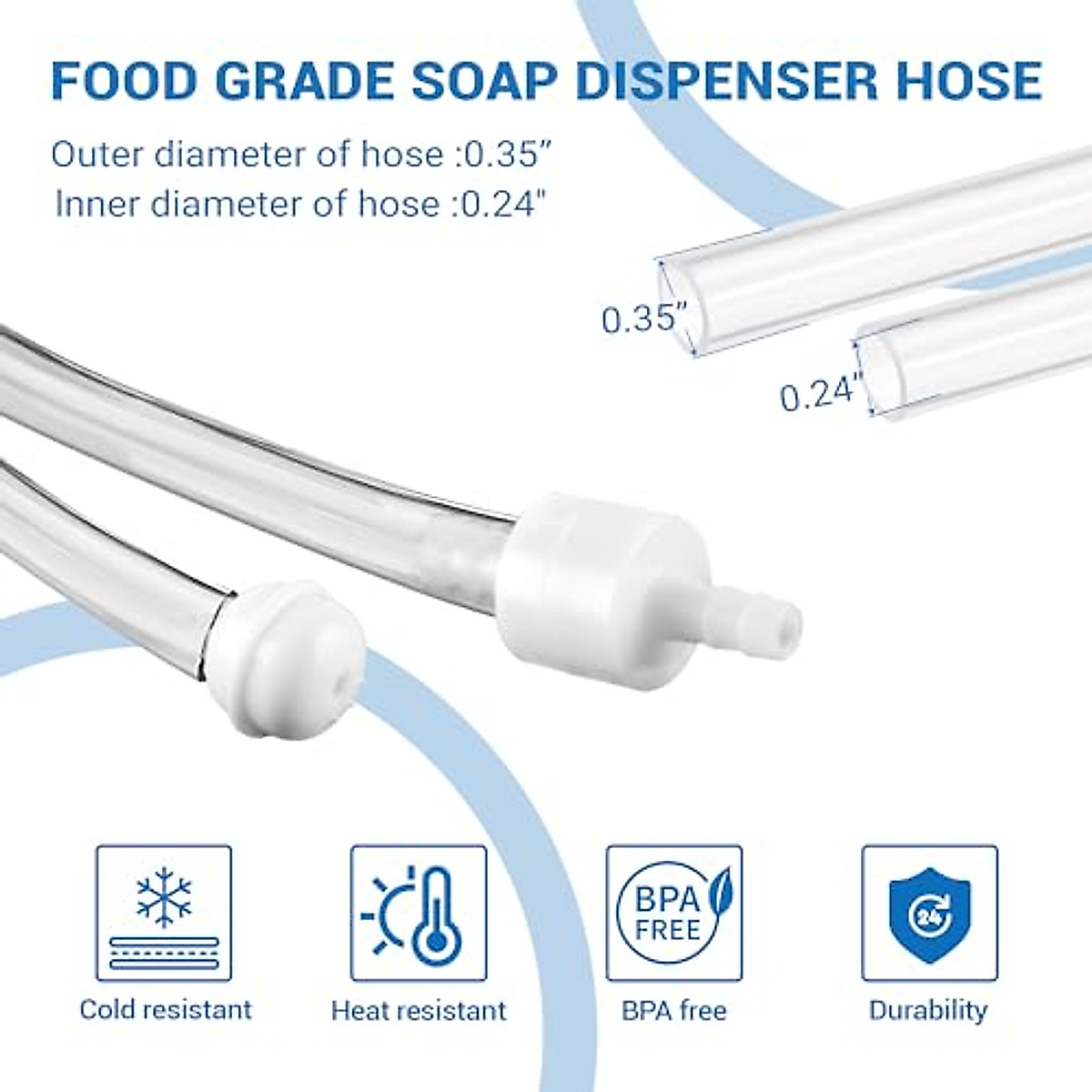 Sink Soap Dispenser Extension Tube Kit 47" Come with Kitchen Dish Dispenser Pump (White)