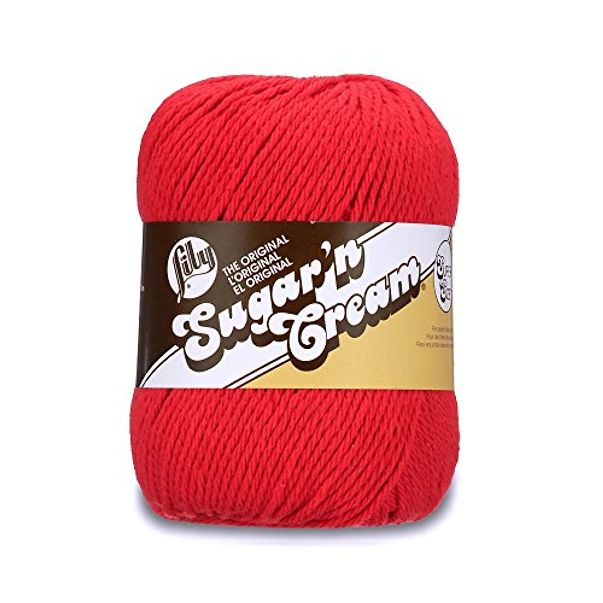 Lily 10201818705 Sugar 'N Cream Super Size Solid Yarn, 4oz, Gauge 4 Medium, 100% Cotton - Red - Machine Wash & Dry,Big Ball