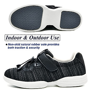 W&LESVAGO Women's Diabetic Walking Shoes Comfort for Elderly Edema Swollen Feet,Lightweight Breathable Mesh Non-Slip Wide Width Sneakers(8.5#,Black-Grey)