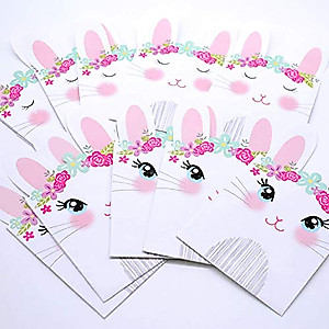 WEEPA 20 Pack Easter Paper Bags for Kids Easter Cute Bunny Paper Treat Bags Party Favor Gift Candy Bags for Birthday Baby Shower