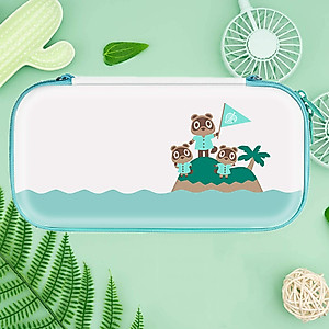 FANPL Carrying Case for Nintendo Switch & OLED Model - Animal Crossing Theme, Built-in Folding Stand and 5 Game Card Slot