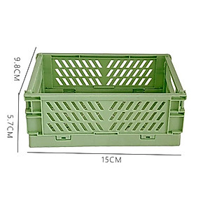 Mini Collapsible Storage Crates/Stackable Storage Container Basket, Folding Plastic Storage Box Foldable Plastic Storage Case Desktop Carrying Basket 1#Mini Green